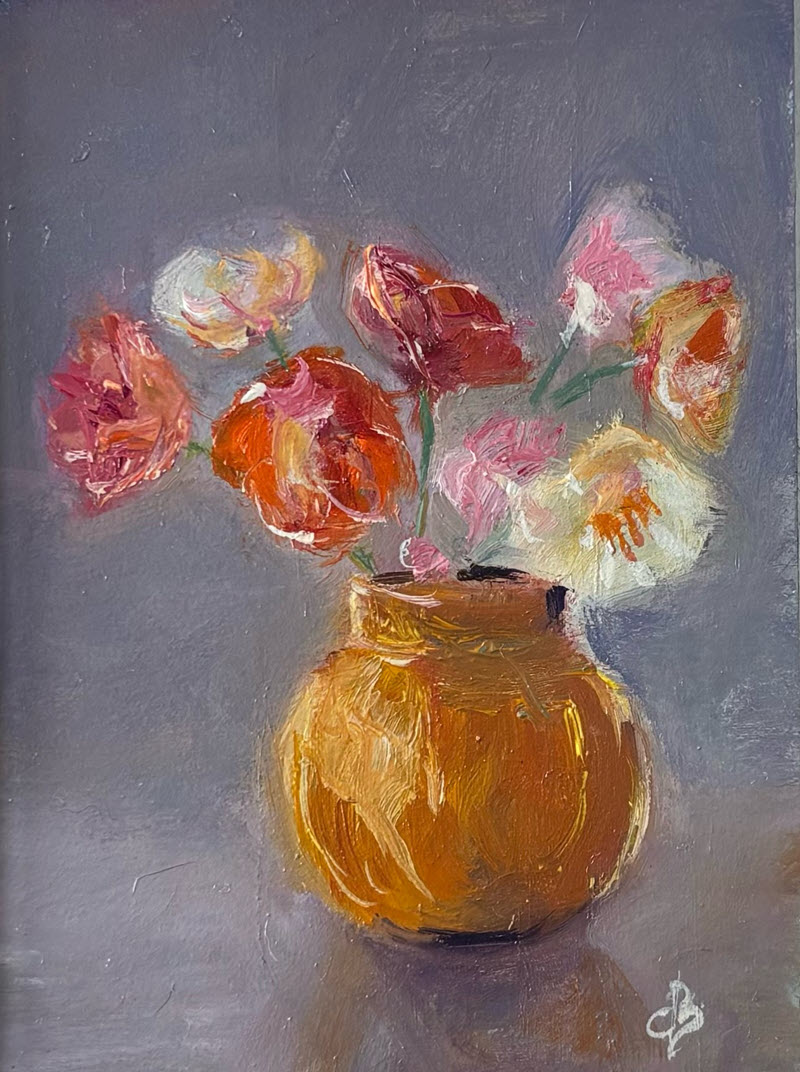 "Tiny Bouquets", tiny oil paintings by Deedee Bernhardt