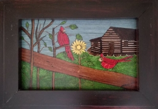 "Cardinals", a piece of wall art by artist, Errol Bruce, is created ...