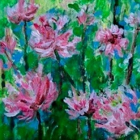 Little Blooms, an abstract acrylic painting by Cathy Fiorelli