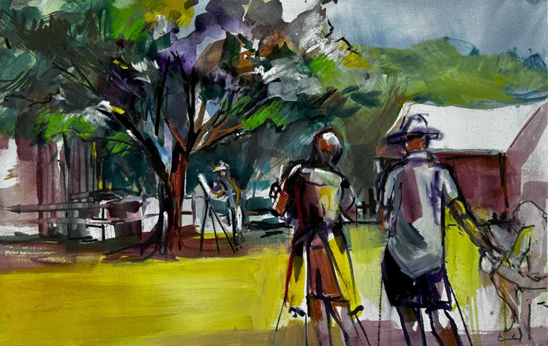 Plein-Air Artists on Gilfillan Lawn by Gina Judy
