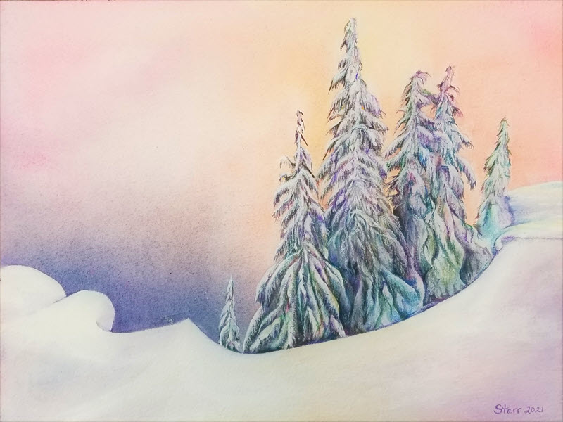 "Snow Glow", a watercolor painting by Starr Shebesta