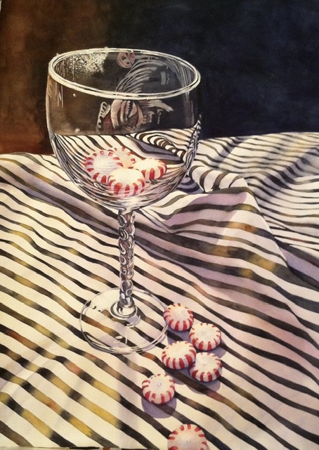 Peppermint Stripes, a watercolor painting by Deb Ward