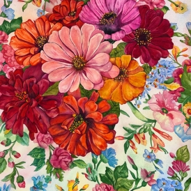 "Claudia's Zinnias" by Deb Ward